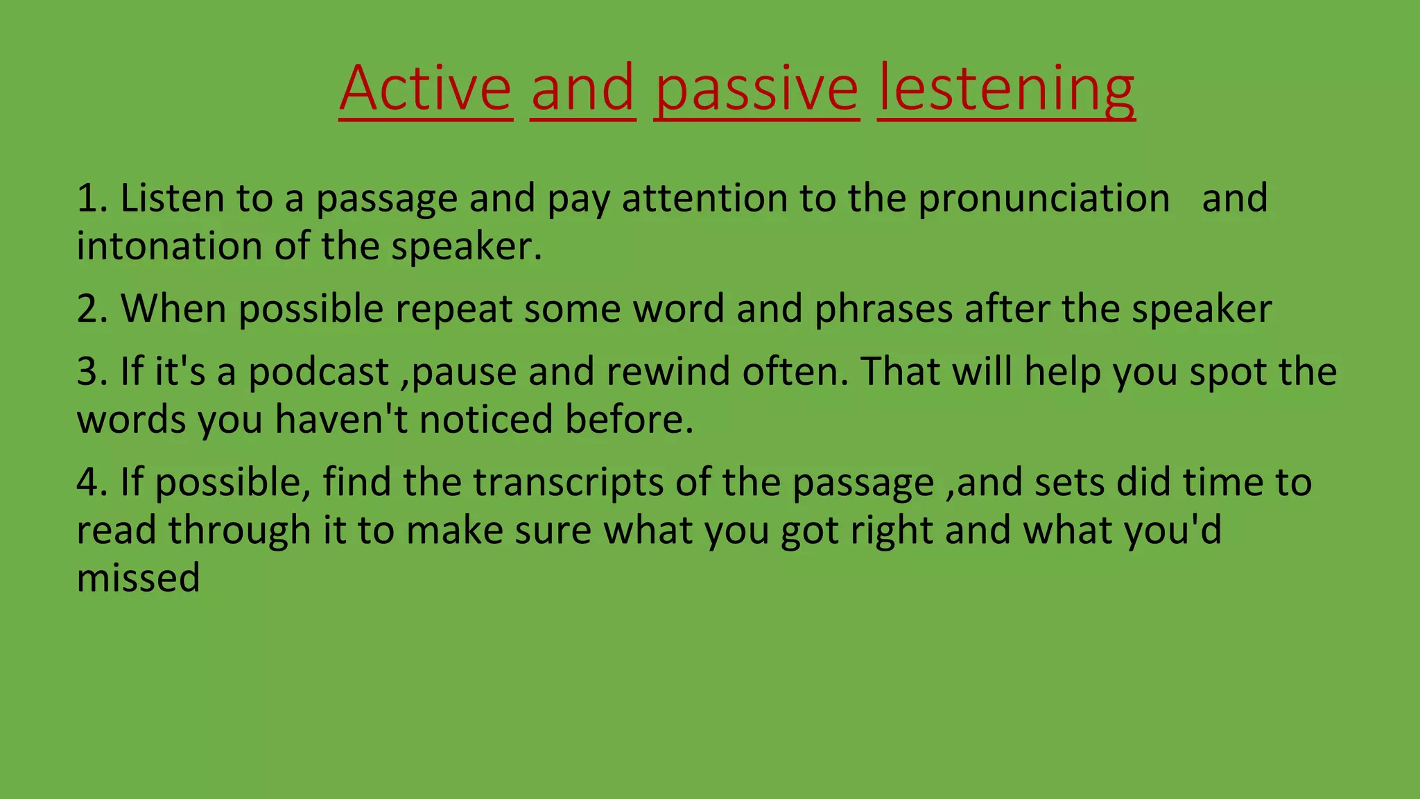 ACTIVE VS PASSIVE LISTENING | PPTX