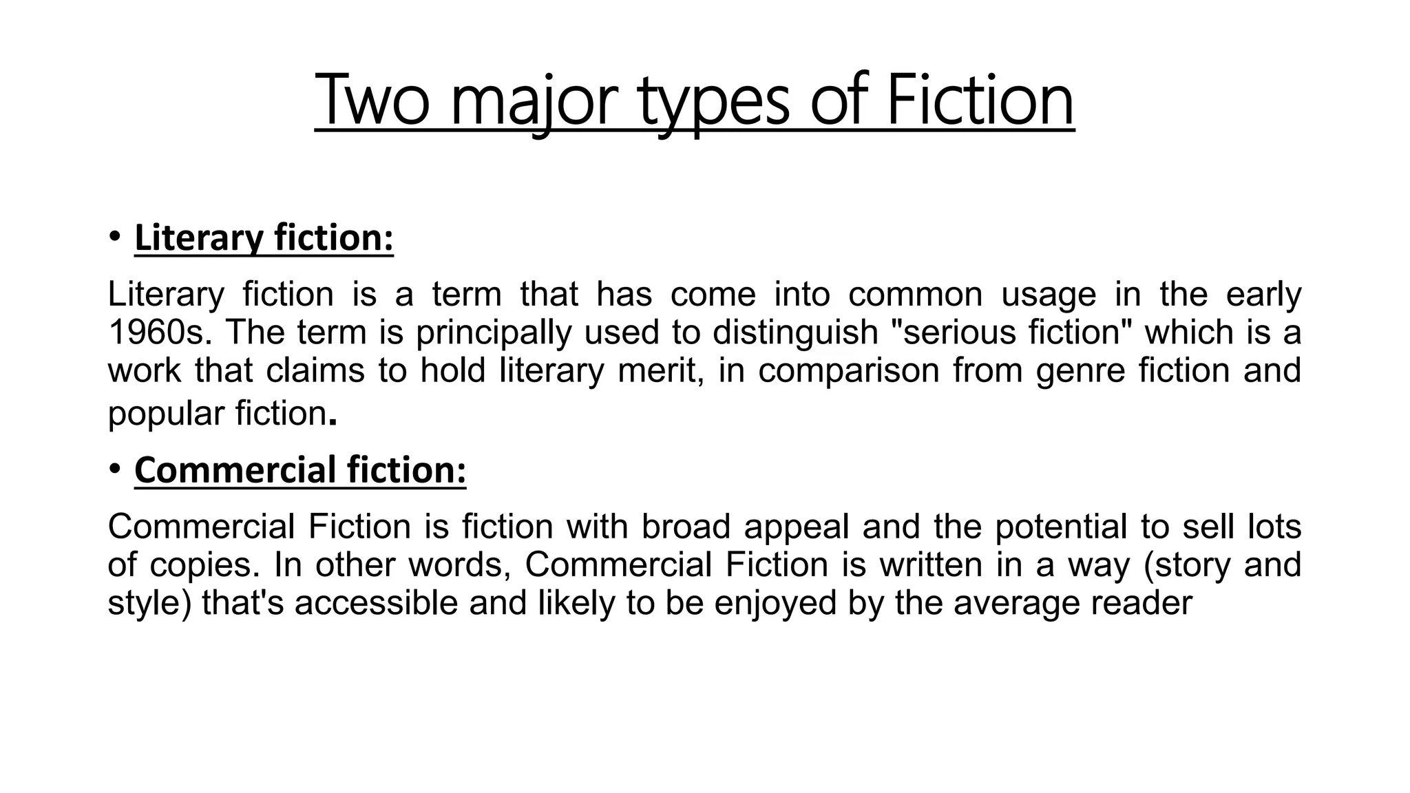 Types of fiction | PPTX