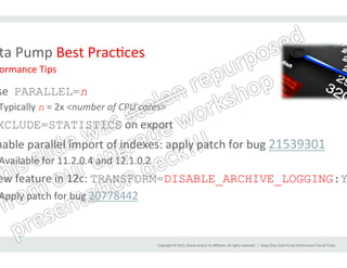 Deep Dive: More Oracle Data Pump Performance Tips and Tricks | PDF | Databases | Computer ...