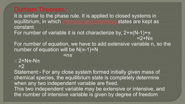 INTRODUCTION TO PHASE RULE AND DURHAM RULE FOR REACTING SOLUTION | PPT