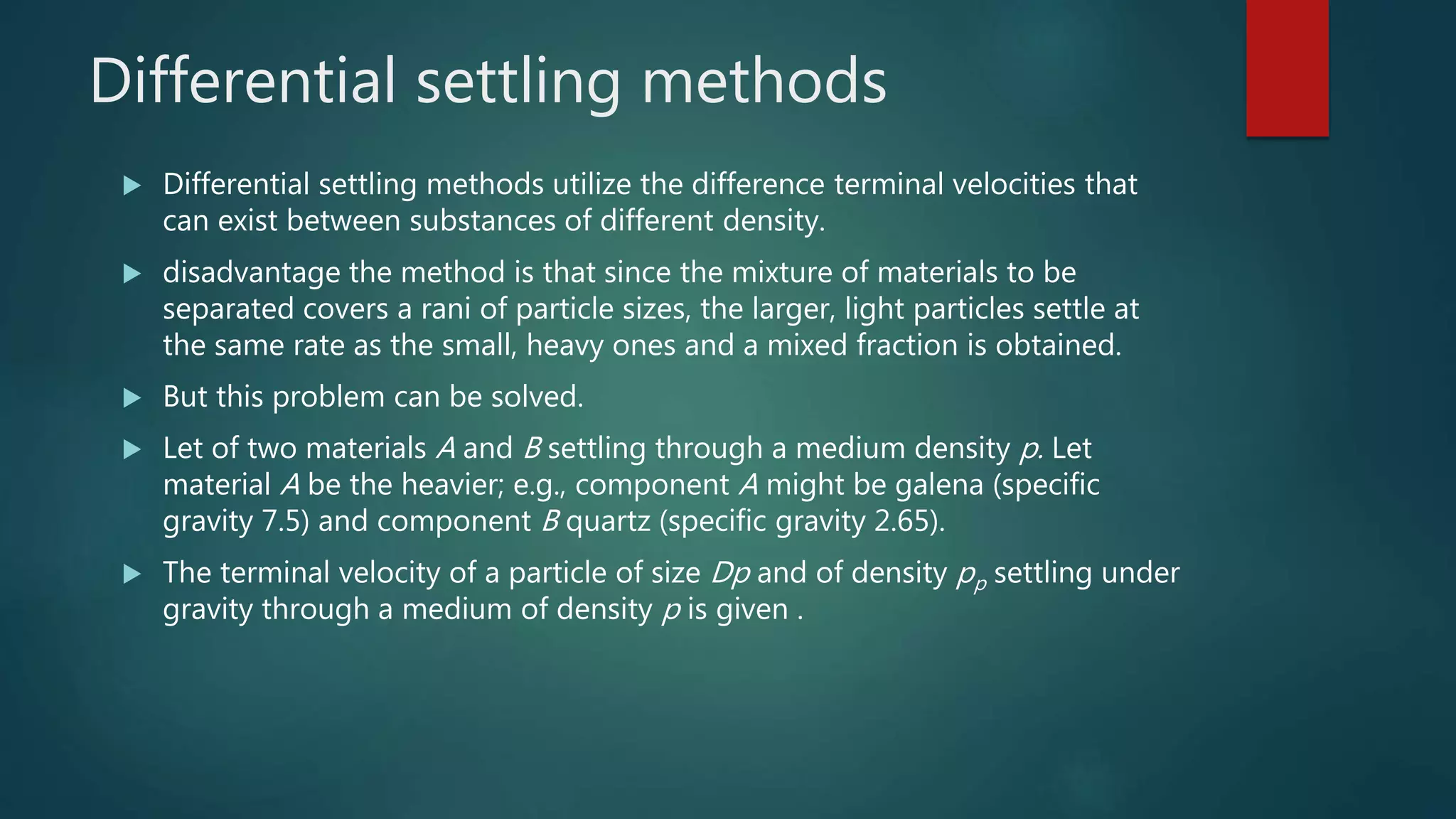 Different settling methods in mechanical operations | PPTX