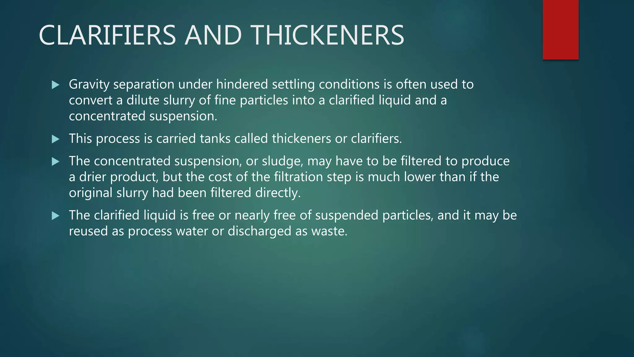 Different settling methods in mechanical operations | PPTX