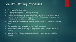Different settling methods in mechanical operations | PPTX