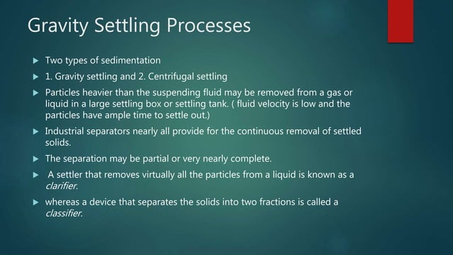 Different settling methods in mechanical operations | PPTX | Geology ...