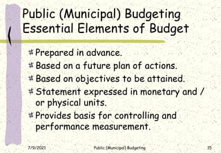 Public (Municipal) Budgeting - Introduction | PDF