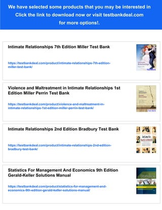 Intimate Relationships 7th Edition Miller Solutions Manual | PDF