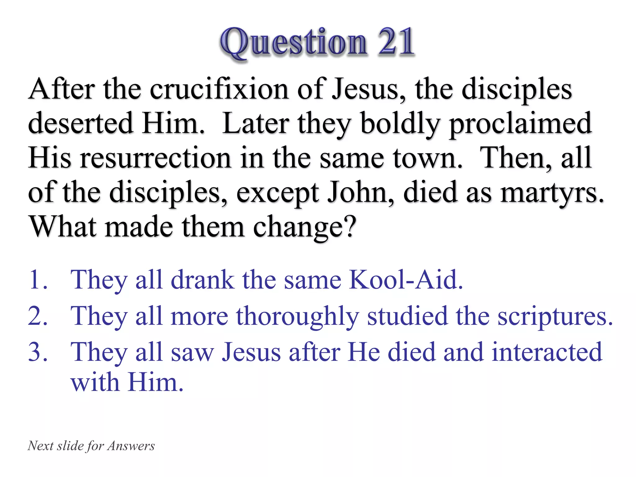 Christ's Death, Burial & Resurrection - A Quiz | PDF