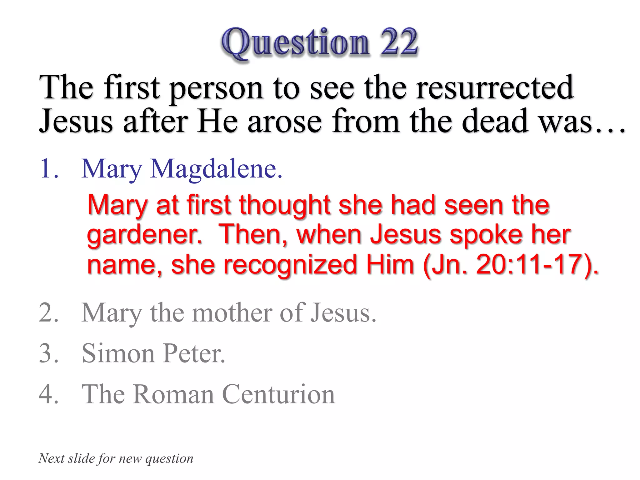 Christ's Death, Burial & Resurrection - A Quiz | PDF