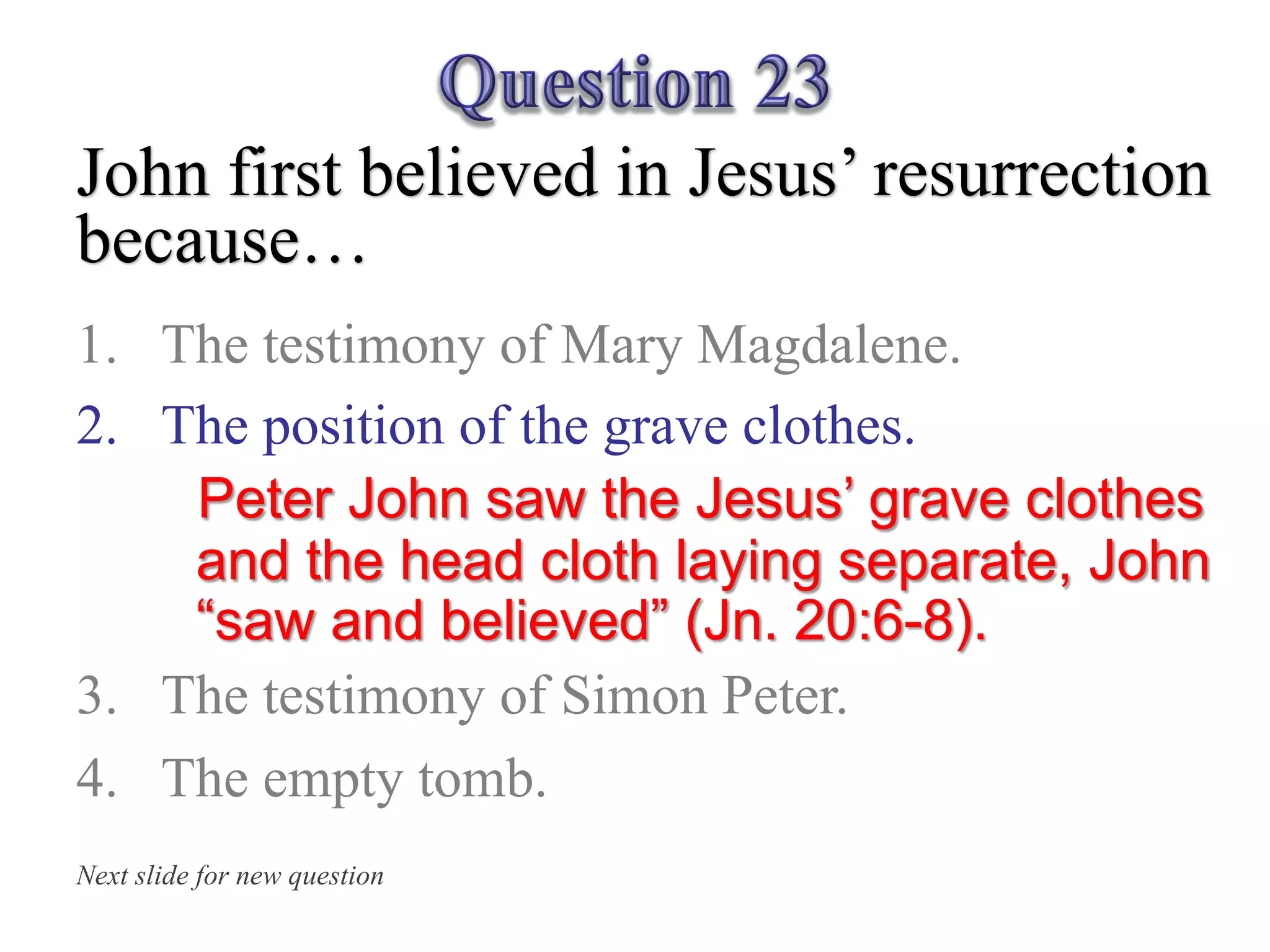 Christ's Death, Burial & Resurrection - A Quiz | PDF