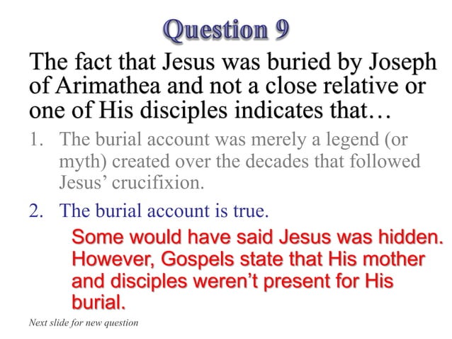 Christ's Death, Burial & Resurrection - A Quiz | PDF