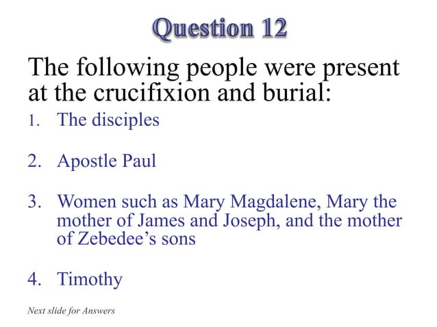 Christ's Death, Burial & Resurrection - A Quiz | PDF