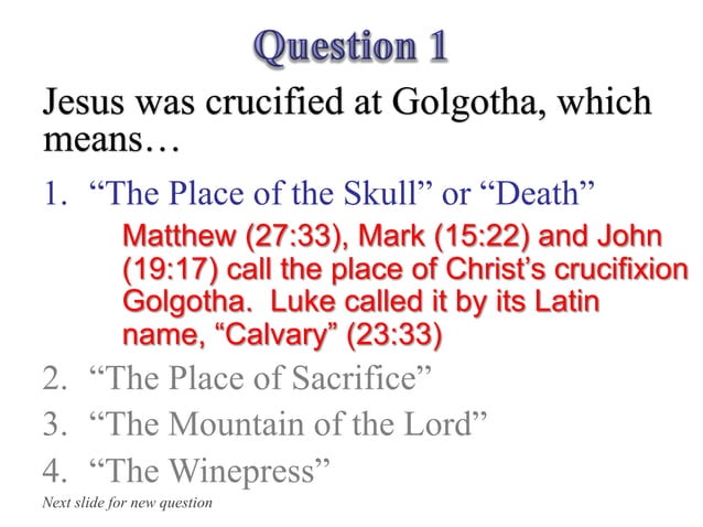 Christ's Death, Burial & Resurrection - A Quiz | PDF