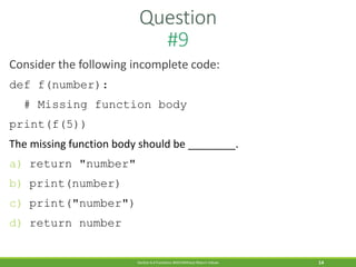 Sample Exam Questions on Python for revision | PDF
