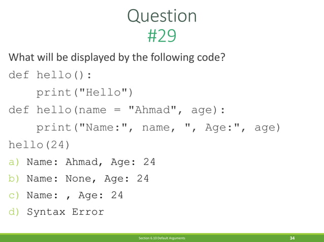 Sample Exam Questions on Python for revision | PDF