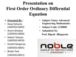 First Order Ordinary Differential Equation | PPTX