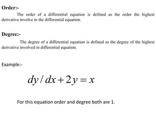 First Order Ordinary Differential Equation | PPTX