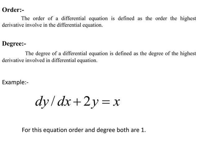First Order Ordinary Differential Equation | PPTX | Physics | Science