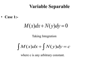 First Order Ordinary Differential Equation | PPTX