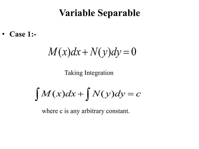 First Order Ordinary Differential Equation Pptx Physics Science
