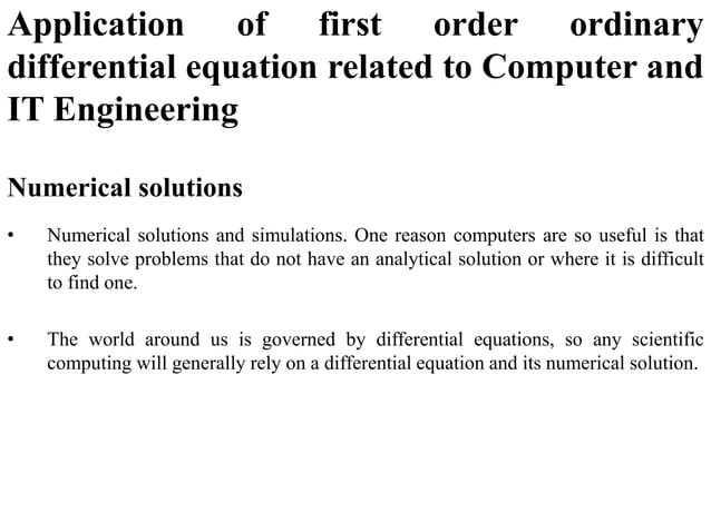 First Order Ordinary Differential Equation | PPTX | Physics | Science