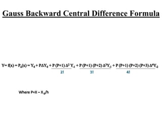 Gauss Forward And Backward Central Difference Interpolation Formula | PPTX