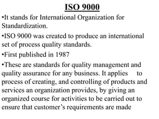 The Quality Standard: ISO 9000 , CMM and Six Sigma | PPTX