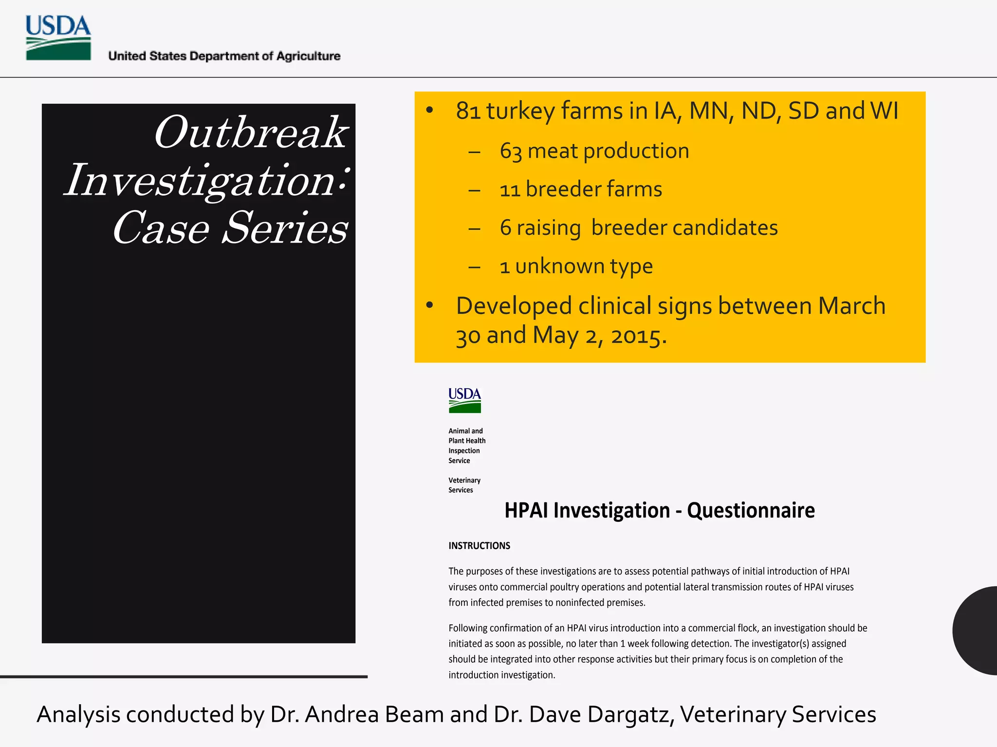 Dr. Brian McCluskey - Epidemiologic Investigations of HPAI: What They ...