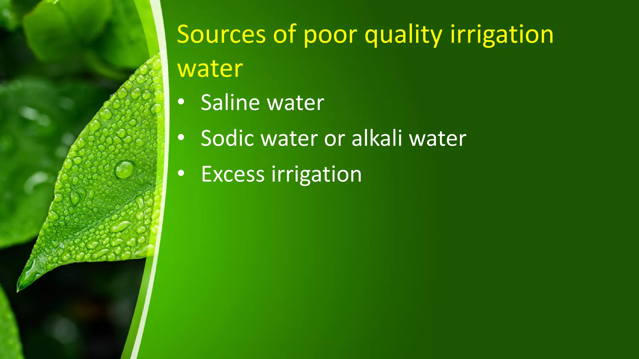 quality of water irrigation and factors lead poor water quality | PDF