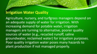 quality of water irrigation and factors lead poor water quality | PDF