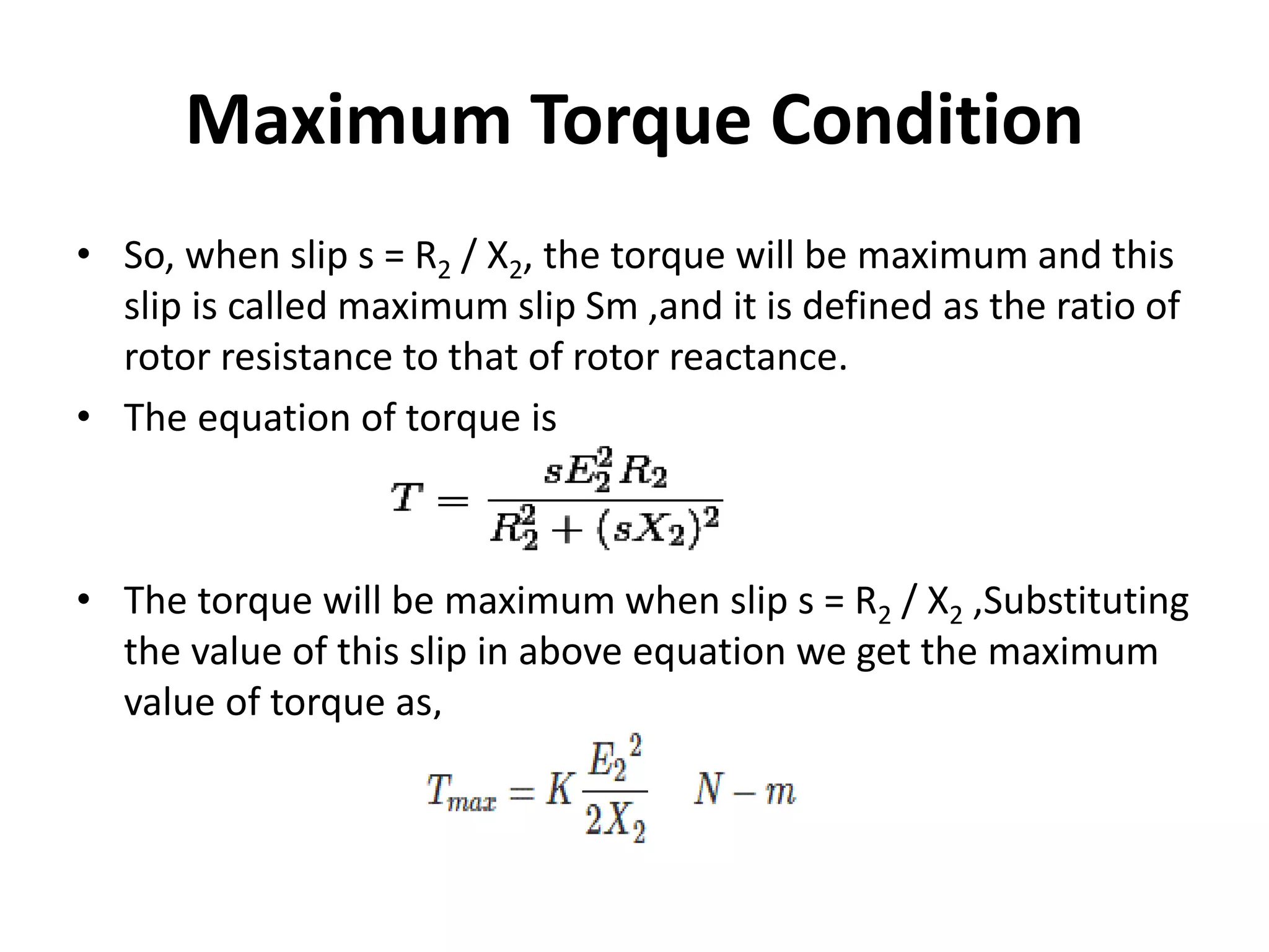 torque equation for polyphase induction motor | PPTX