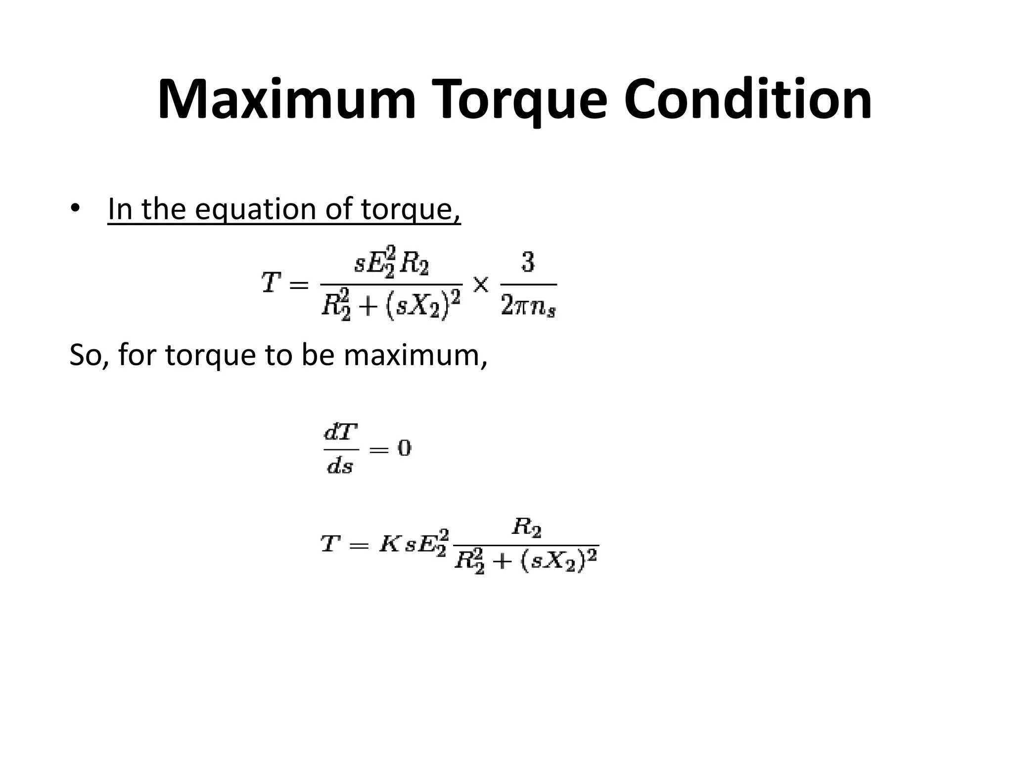 torque equation for polyphase induction motor | PPTX | Physics | Science