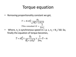 torque equation for polyphase induction motor | PPTX | Physics | Science