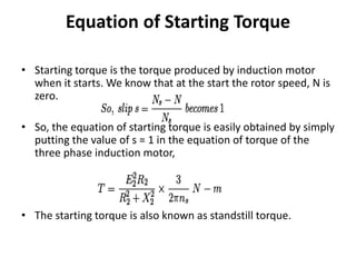 torque equation for polyphase induction motor | PPTX | Physics | Science