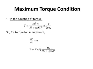 torque equation for polyphase induction motor | PPTX | Physics | Science