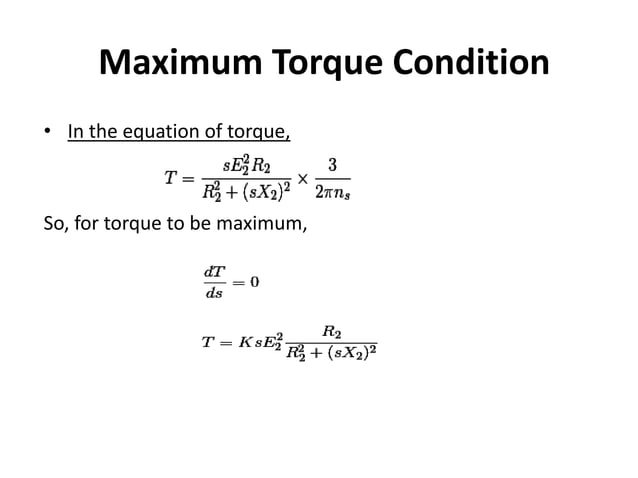 torque equation for polyphase induction motor | PPT