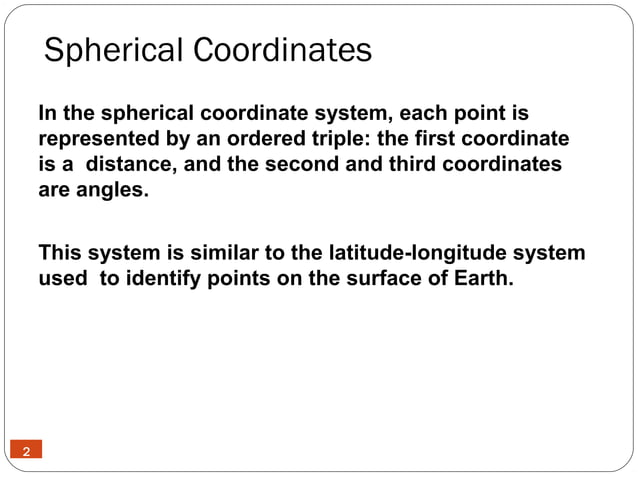 spherical coordinates system | PPT