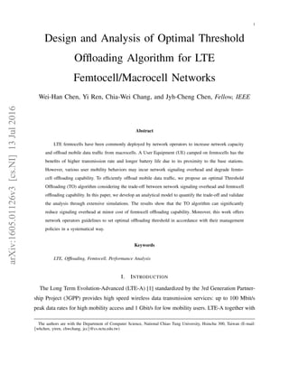 Optimal Threshold Offloading Algorithm for LTE Femtocell Networks | PDF
