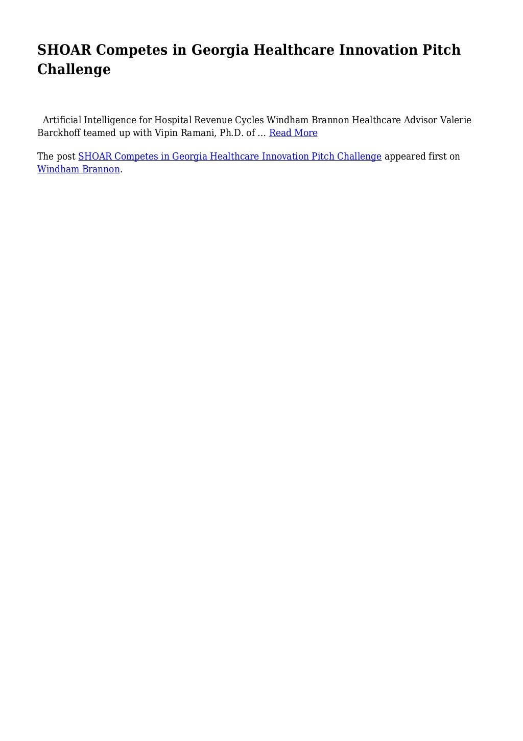 SHOAR Competes in Georgia Healthcare Innovation Pitch Challenge