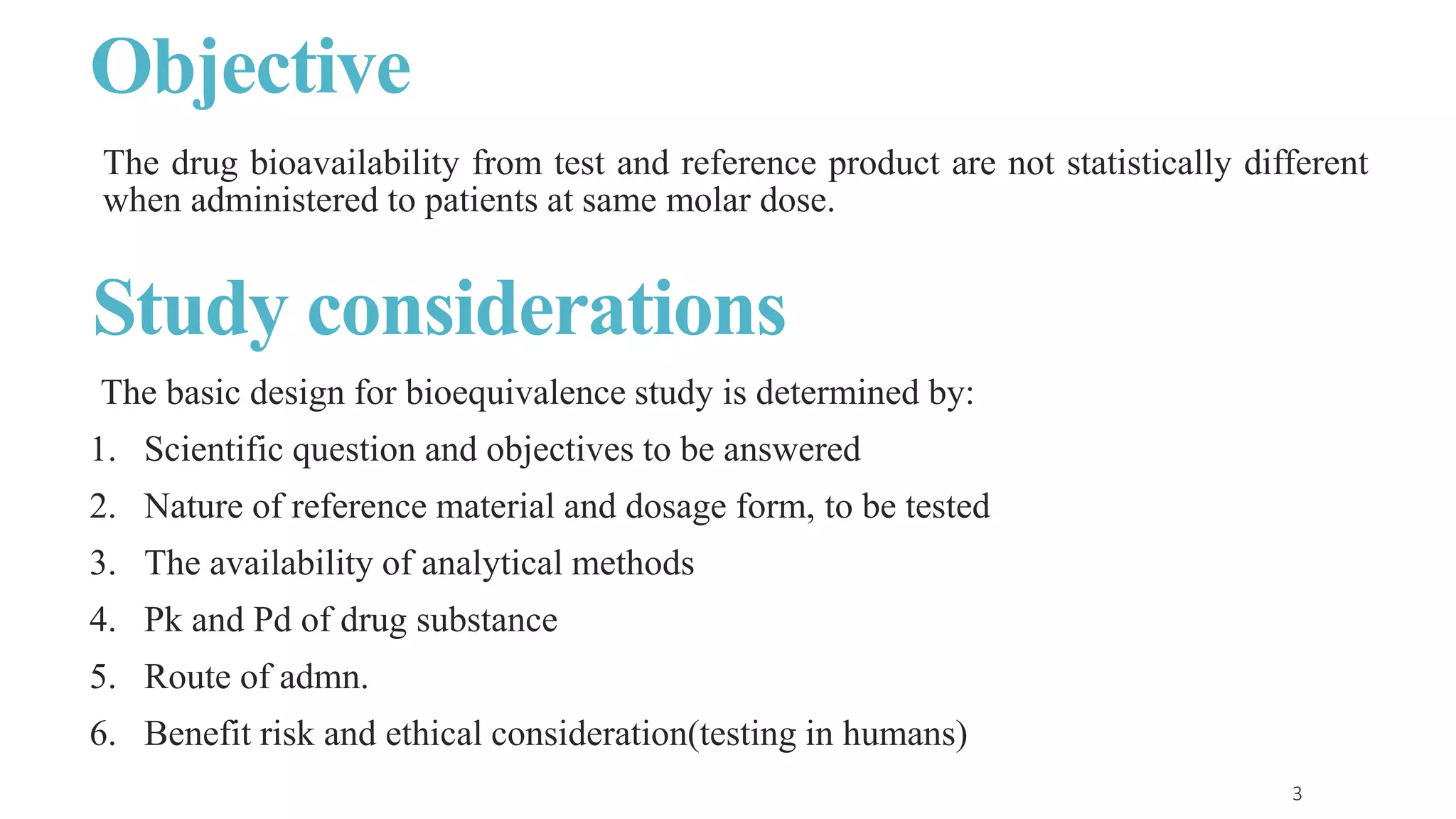 bioequivalence study design | PPTX