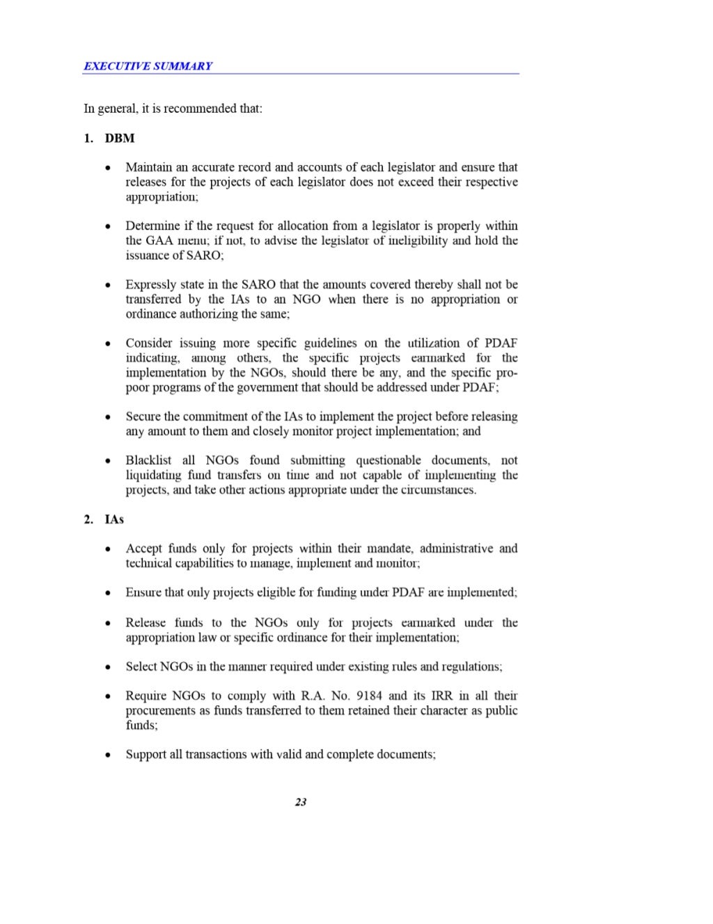 COA Report on PDAF Utilization