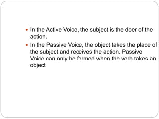 POWERPOINT PRESENTATION ON ENGLISH GRAMMAR TOPIC - VOICE | PPTX