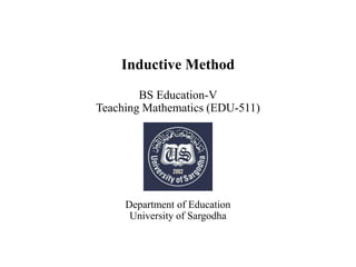 Inductive Method in Teaching Mathematics | PPT