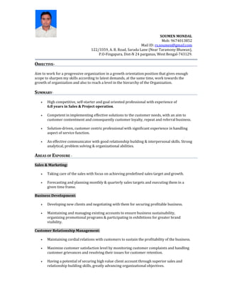 Soumen Mondal Resume | PDF