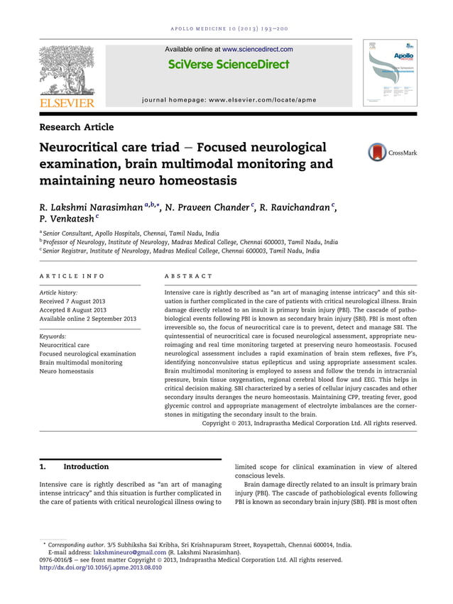 Neurocritical care triad e Focused neurological examination, brain ...