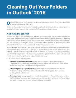 Cleaning Out Your Folders in Outlook 2016 | PDF