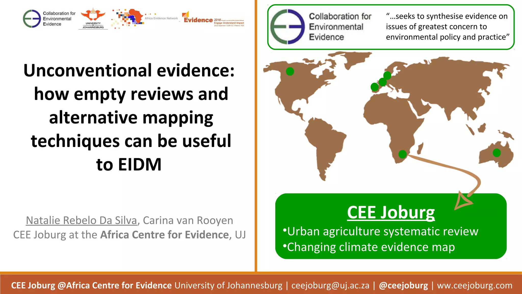 Unconventional evidence: How empty reviews and alternative mapping techniques can be useful to ...