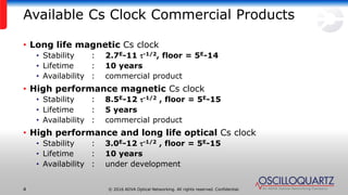Development of a High Performance Optical Cesium Beam Clock for Ground ...
