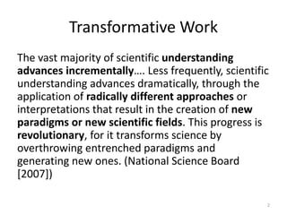 Weinberg - Identifying high-impact and transformative sciences | PPT