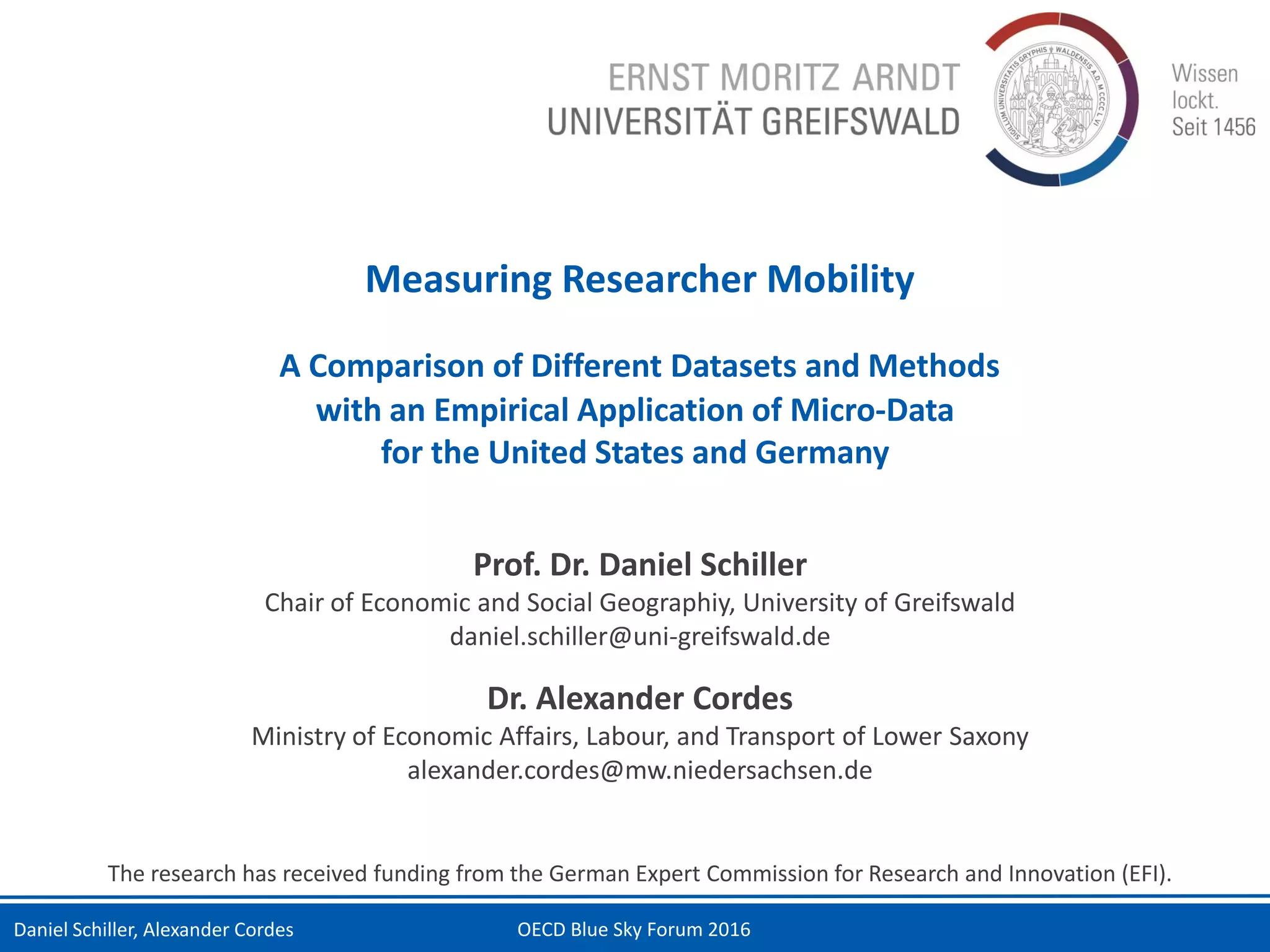 Schiller - Measuring researchers mobility | PPT
