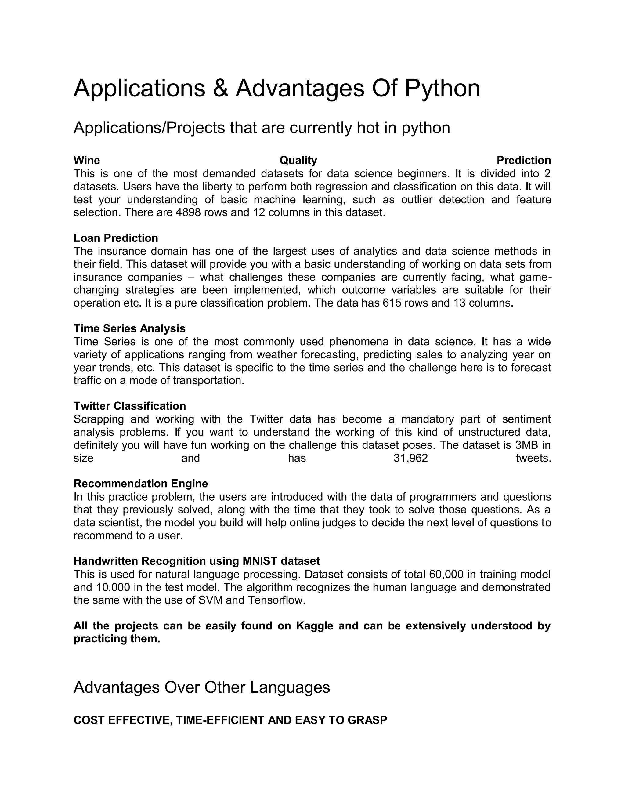 applications and advantages of python | PDF